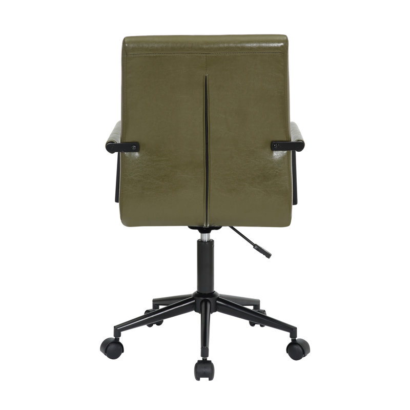 Stephanie Faux Leather Office Chair with Steel Base Steelside Upholstery Color Green